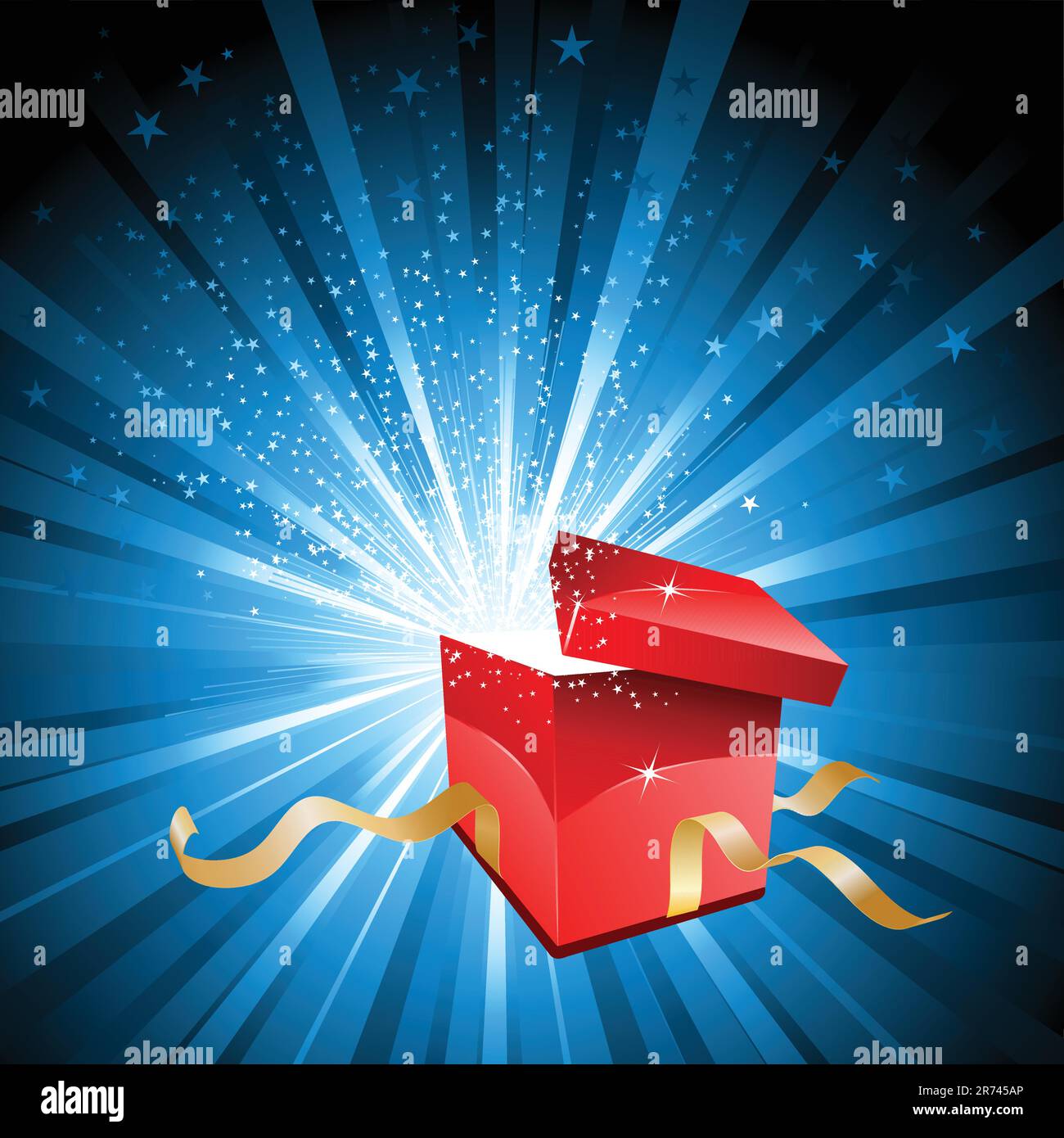 Open gift box with stars bursting out of it Stock Vector Image & Art ...