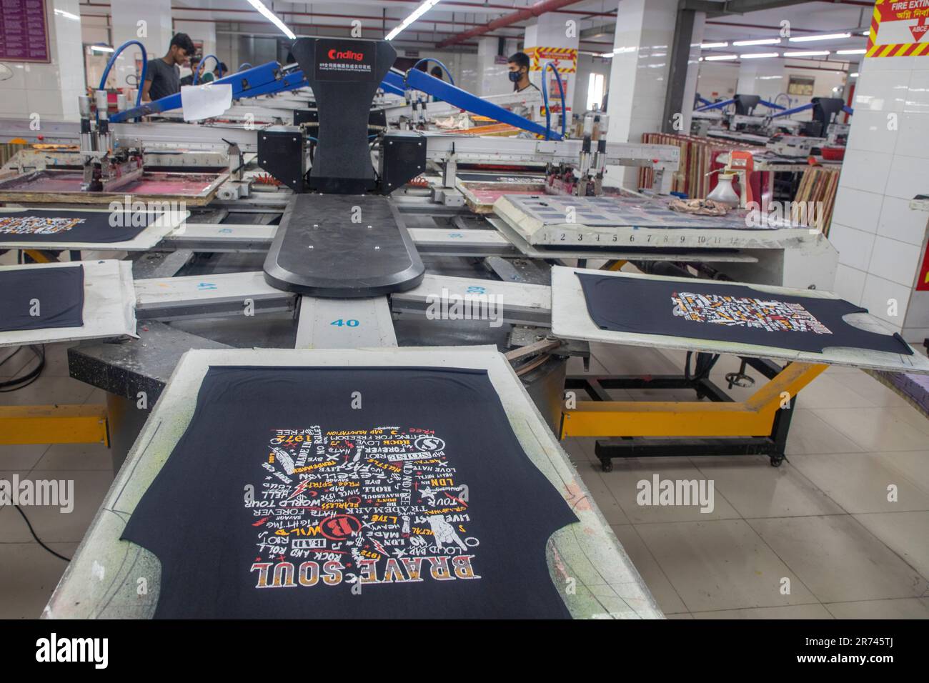 Modern printing machine with t-shirt at workplace at Fatullah in ...