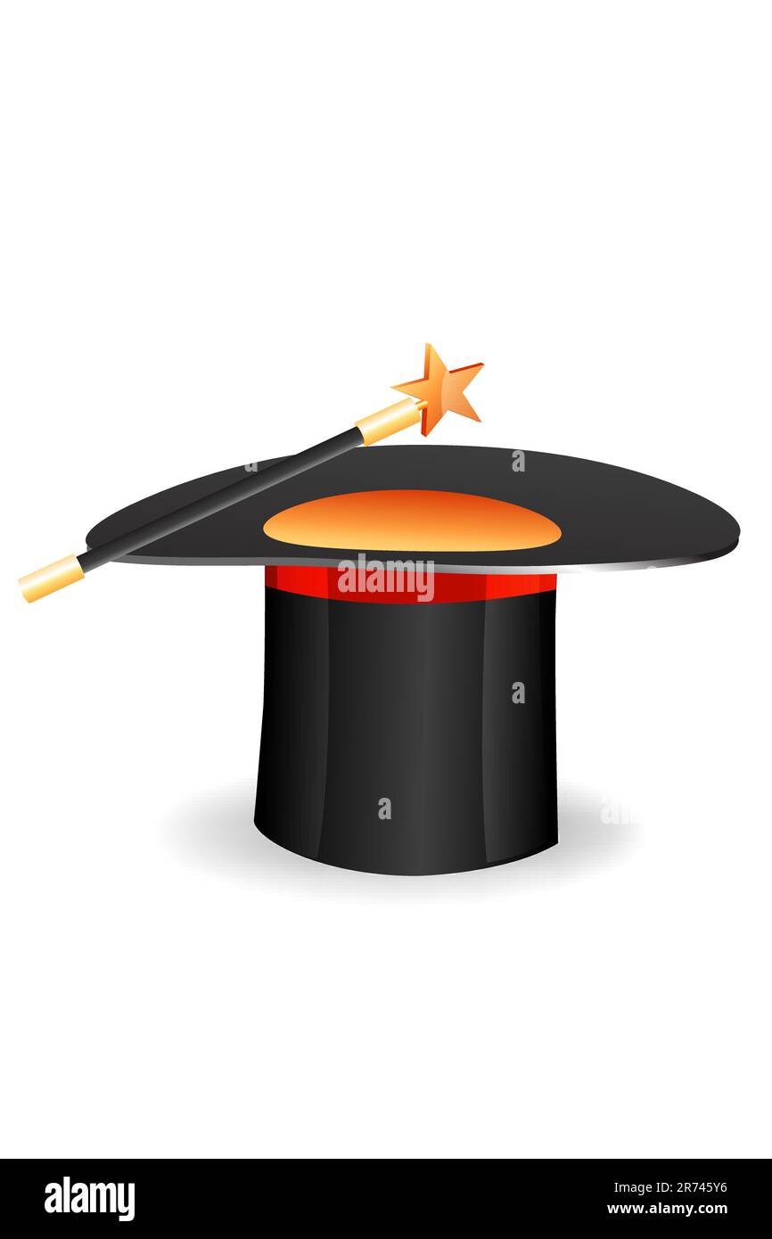 illustration of magic hat with stick and star on isolated background ...
