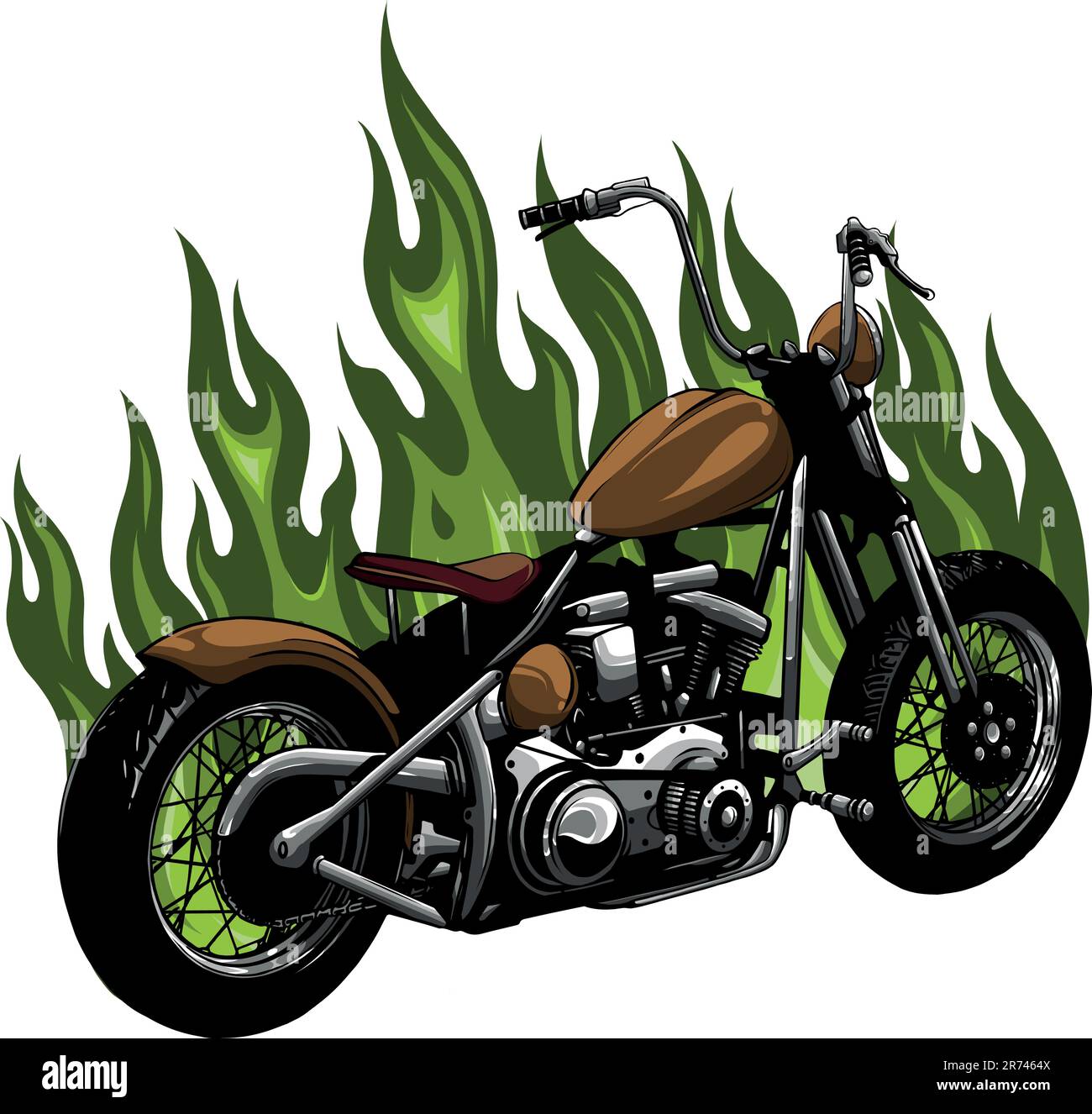 illustration of custom motorcycle chopper vector design Stock Vector ...