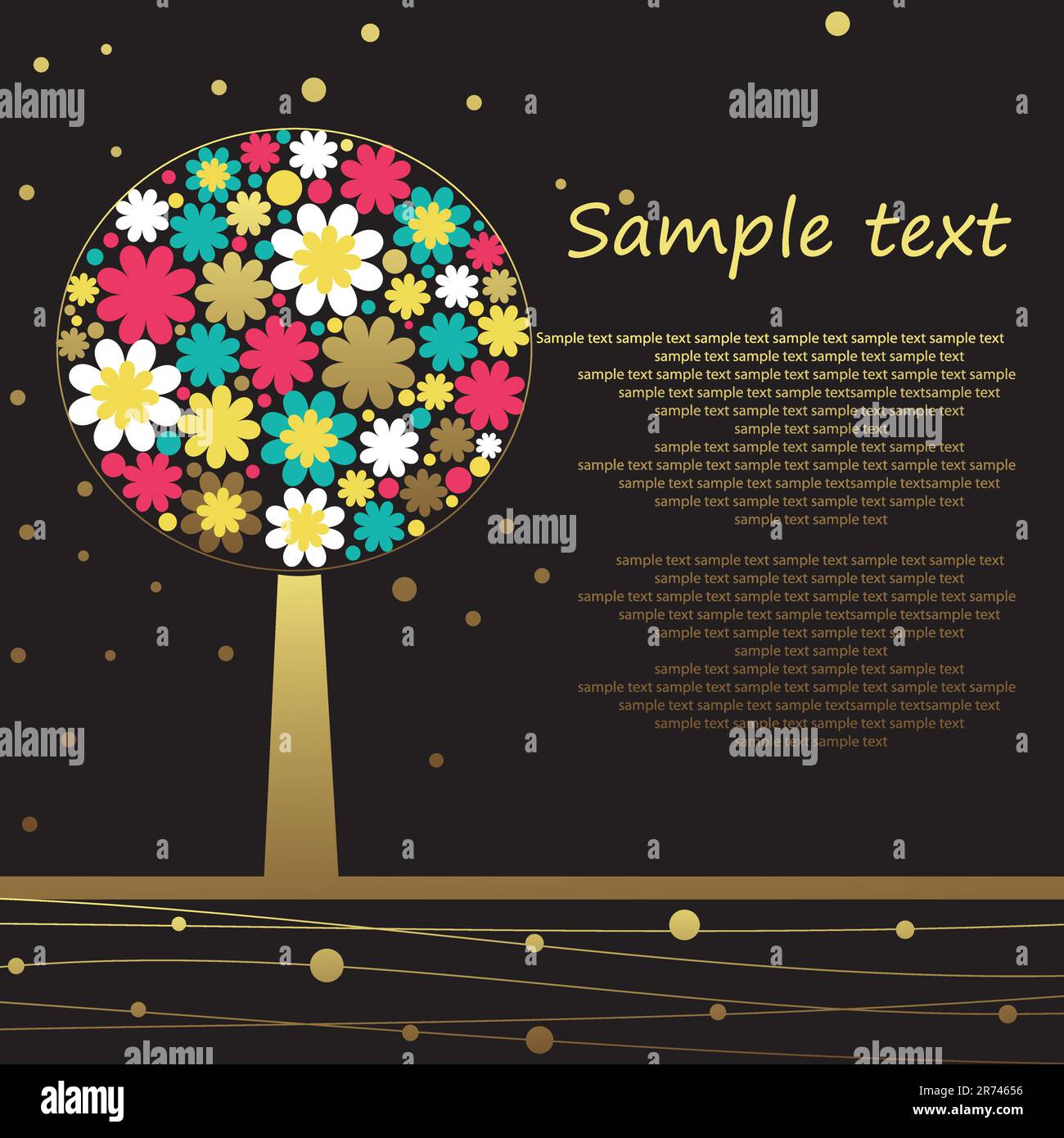 card design with stylized trees and text. vector illustration card ...