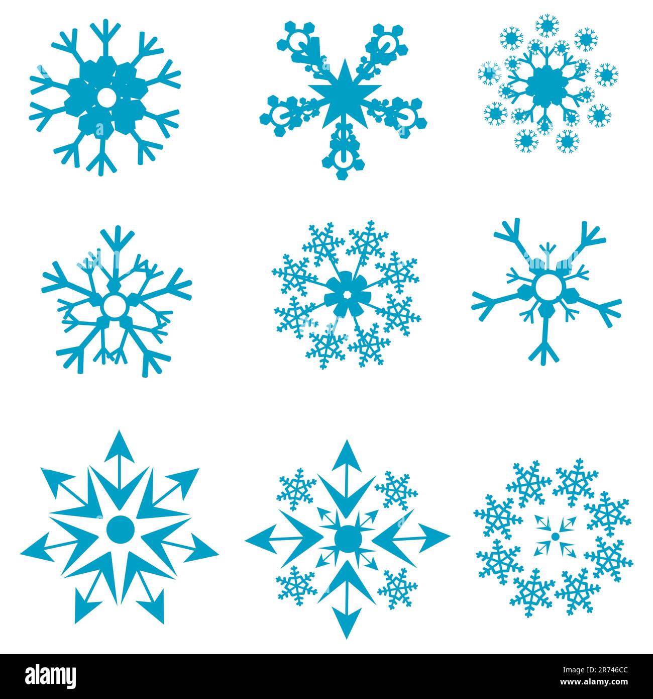 illustration of shapes of snowflakes on white background Stock Vector ...