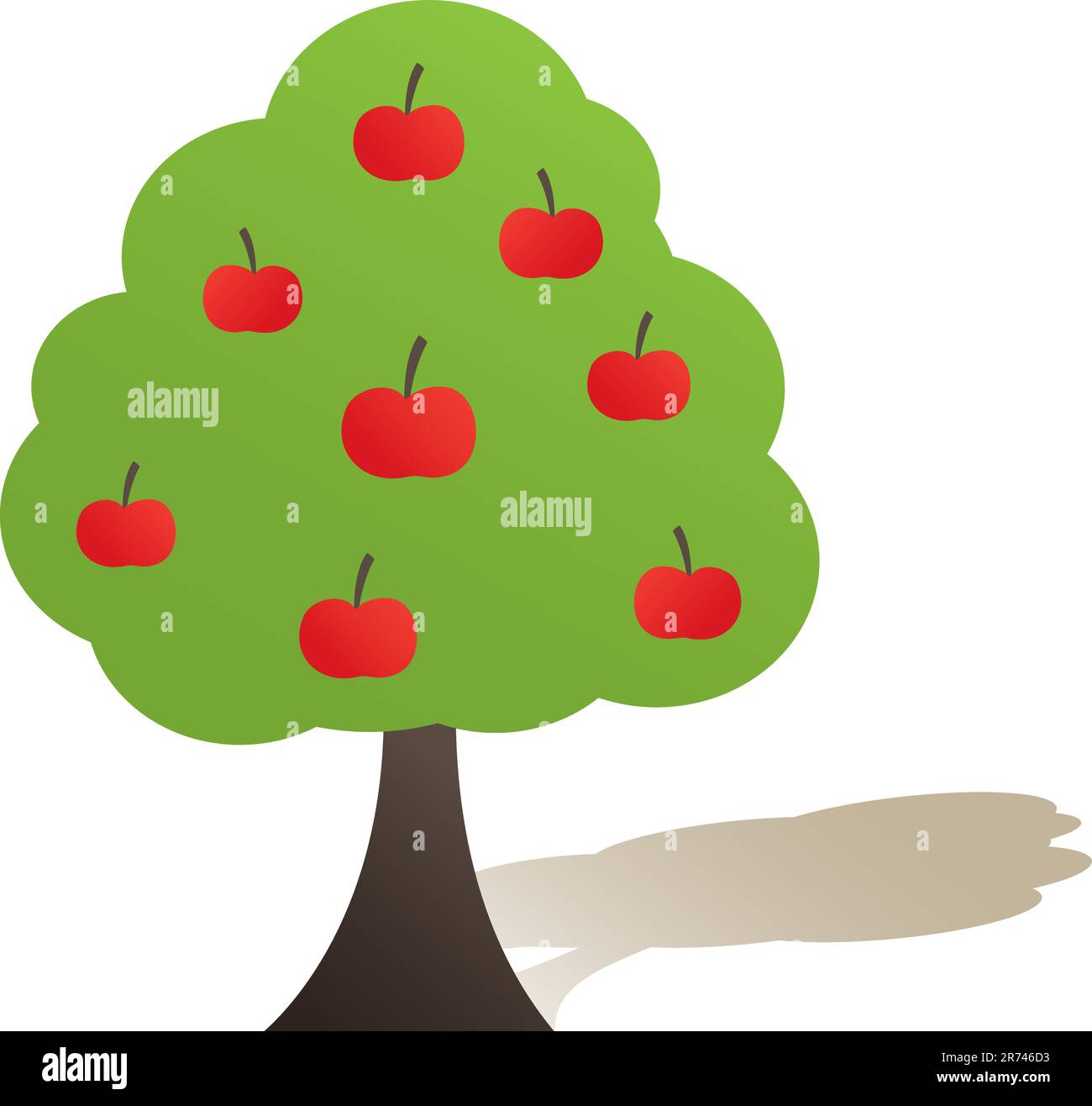 Abstract green tree with red apple. Vector illustration Stock Vector ...