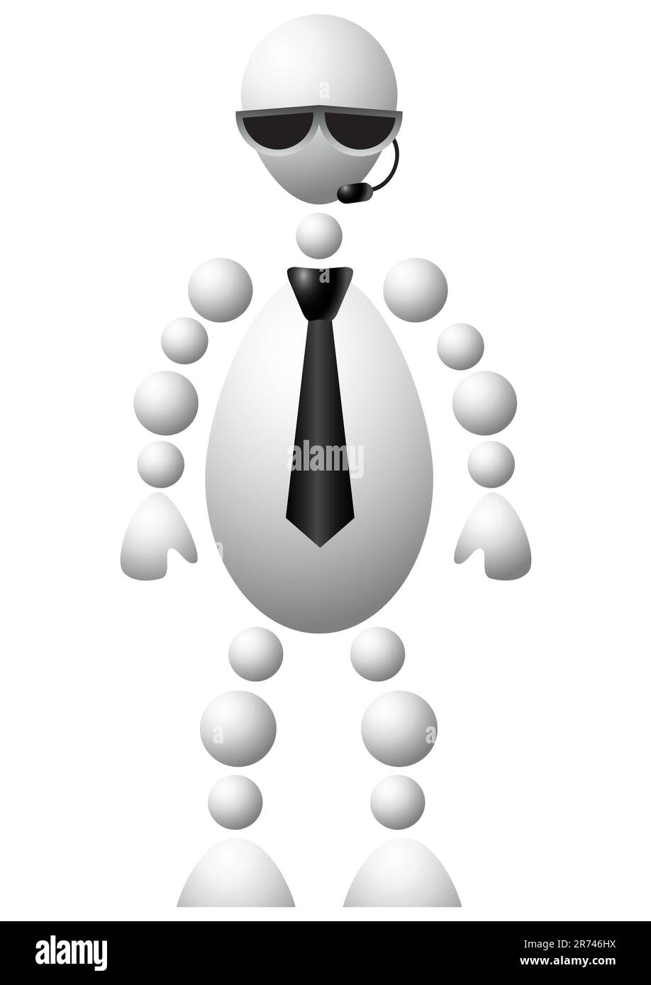 Man in black glasses and tie with microphone. Abstract 3d-human series ...