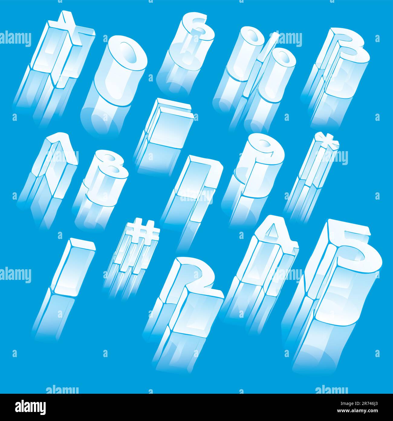 fully editable vector 3d numerals with reflections Stock Vector Image ...