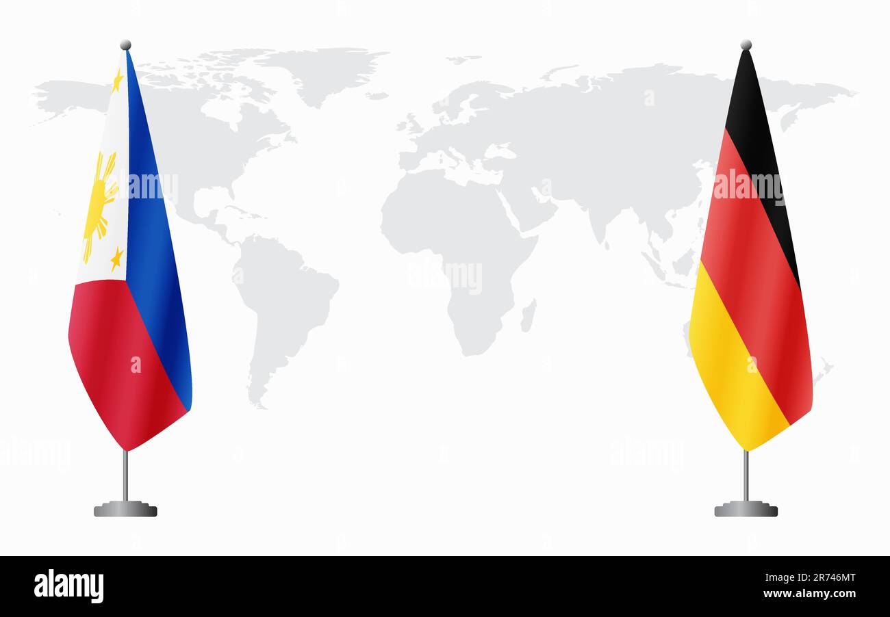 Philippines and Germany flags for official meeting against background ...