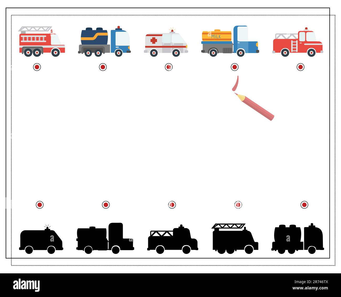 Find the right shadow, an educational game for children, cartoon cars ...