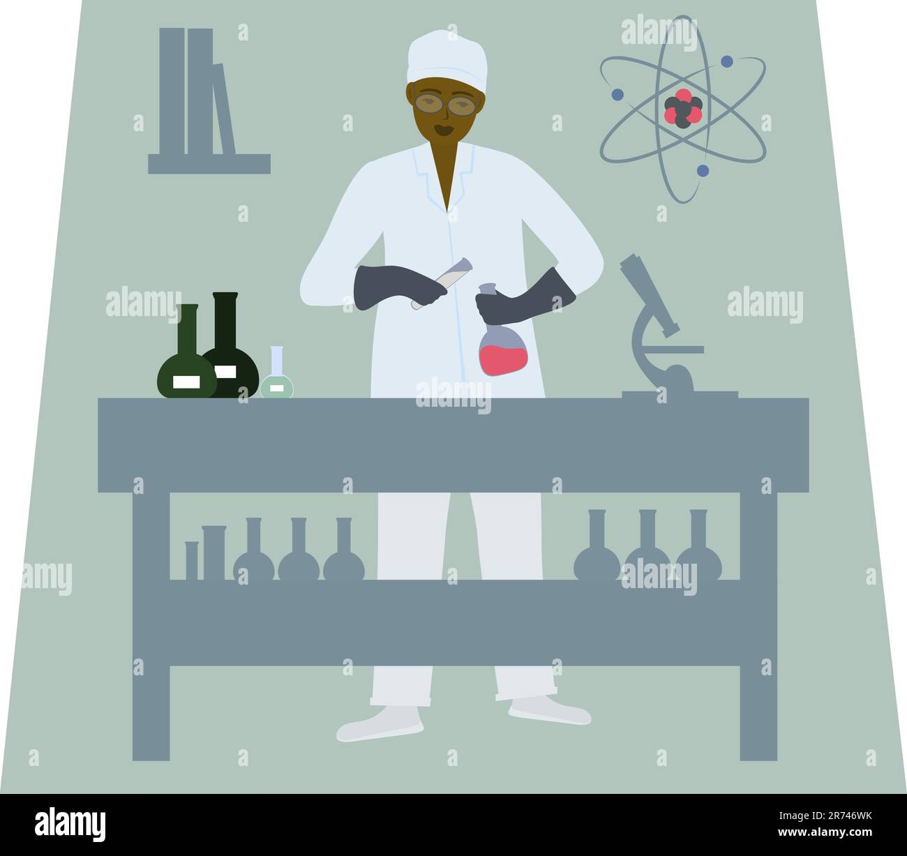 Person scientist working in a chemical laboratory. Females are involved ...
