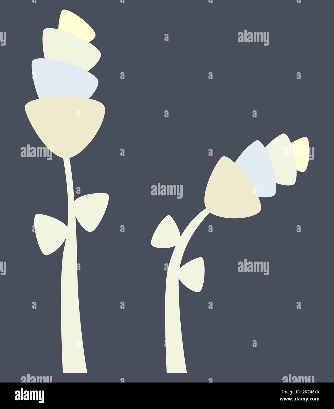 Cartoon Decorative Fantastic plants. Pastel paper flower. Funny surreal ...