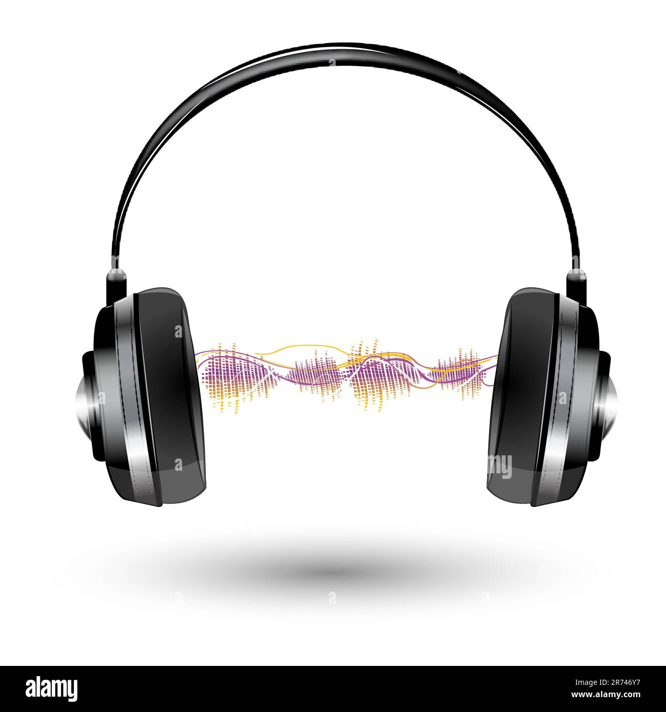 illustration of headphone with sound wave on white background Stock ...