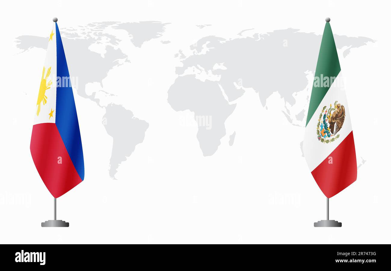 Philippines and Mexico flags for official meeting against background of ...