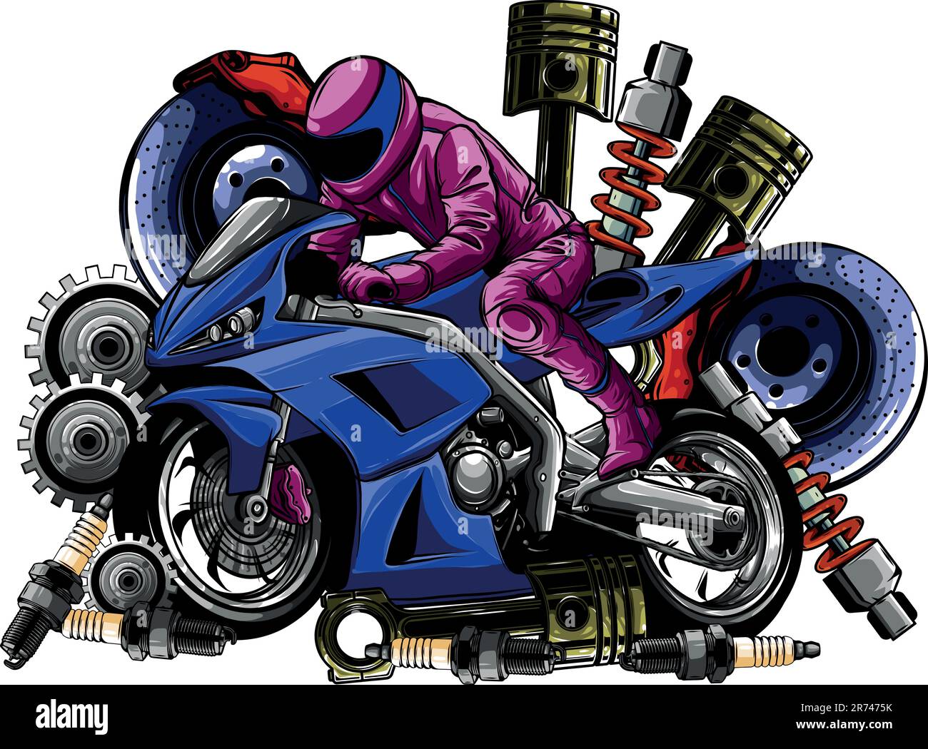 Two man riding motorcycle Stock Vector Images - Alamy