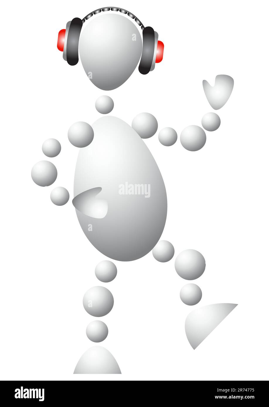 Man is dancing in head-phones. Abstract 3d-human series from balls ...