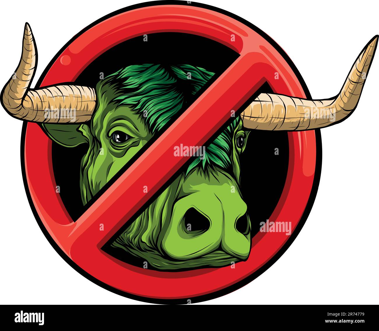 vector illustration of head bull colored design Stock Vector Image ...