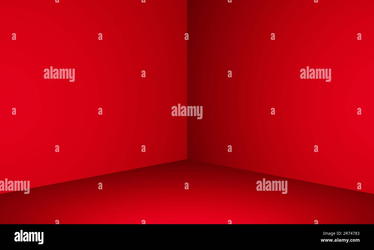 Empty room design with red wall and floor 3d rendering Stock Photo - Alamy
