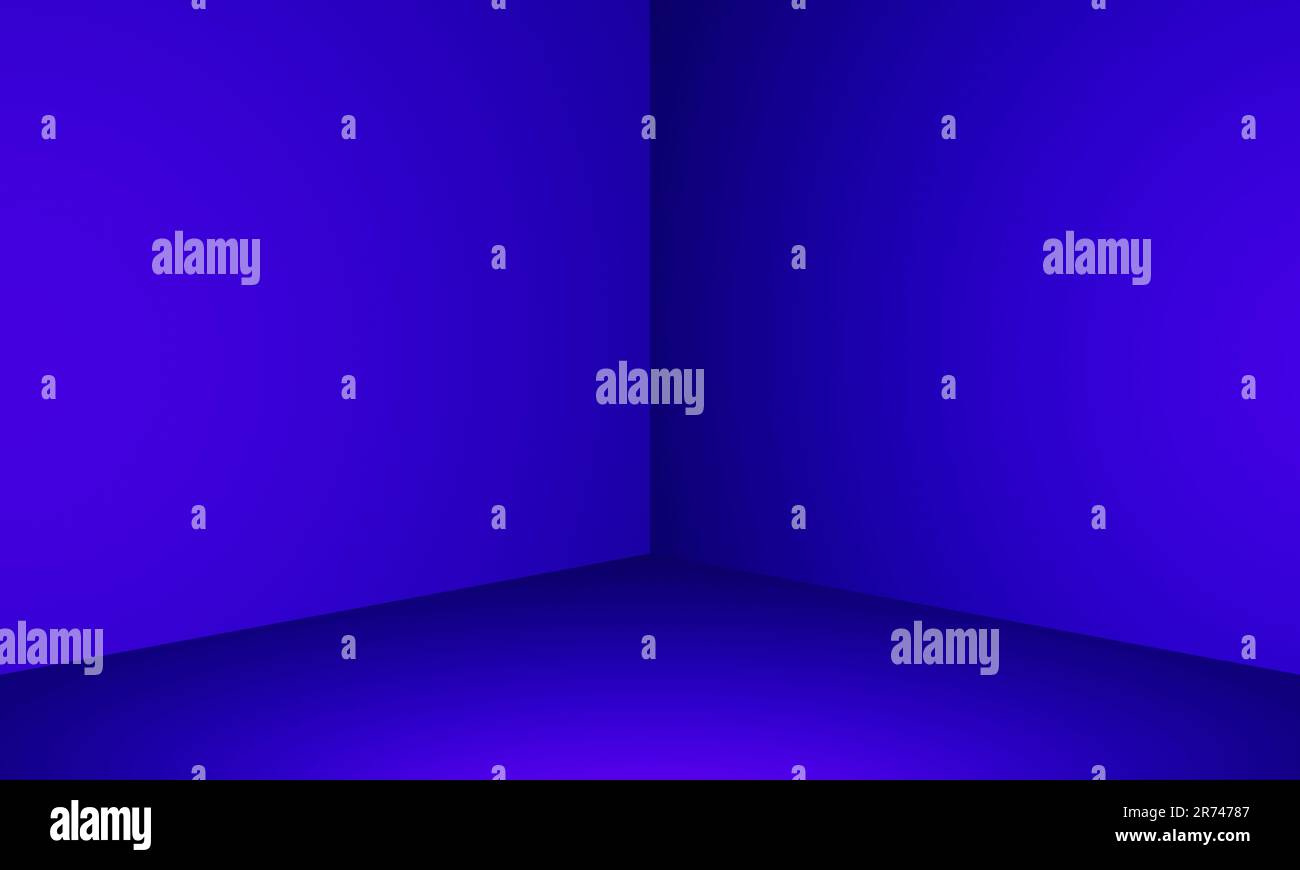Empty room design with blue wall and floor 3d rendering Stock Photo - Alamy