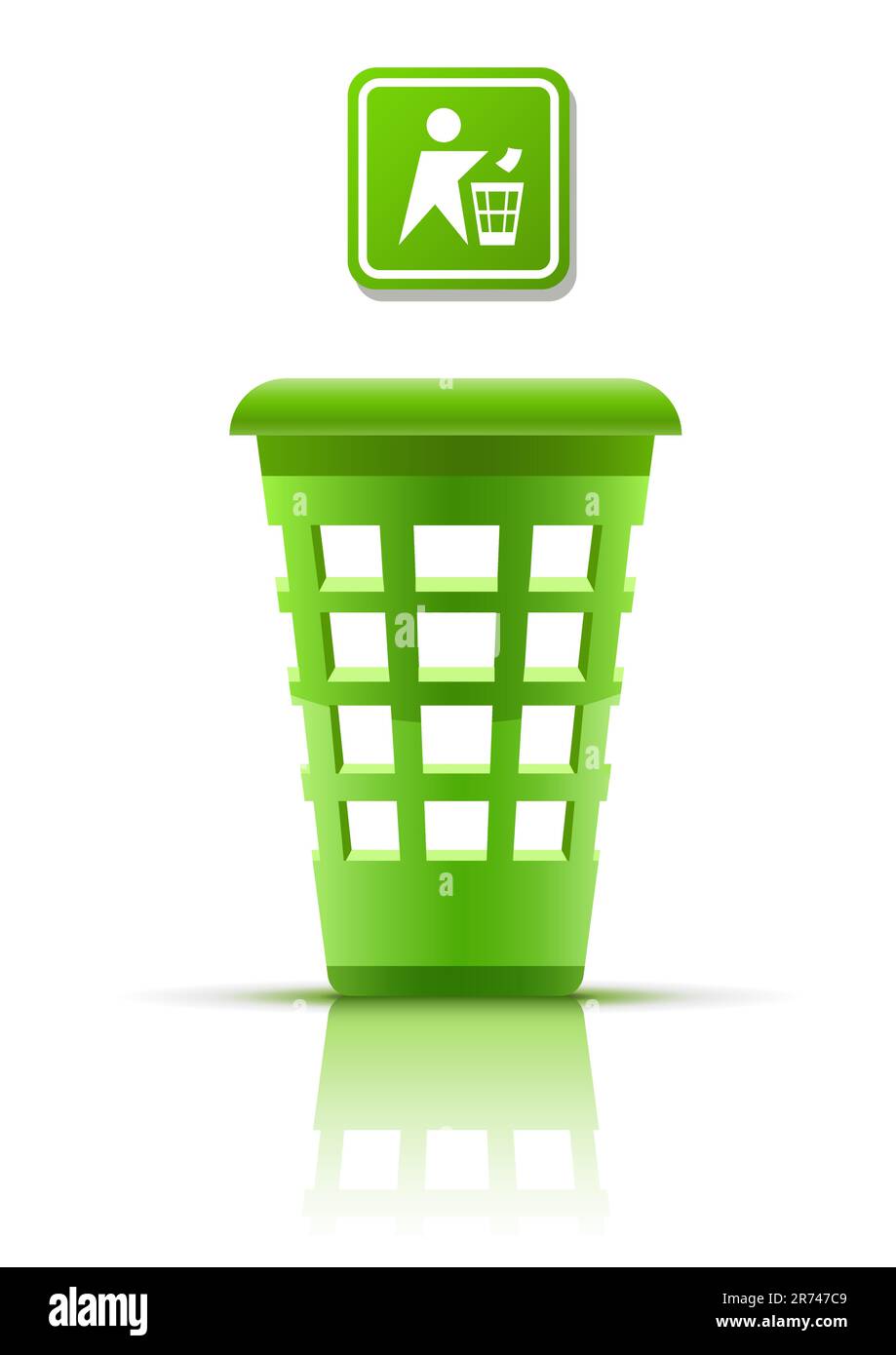 green garbage basket with indicator vector illustration isolated on ...