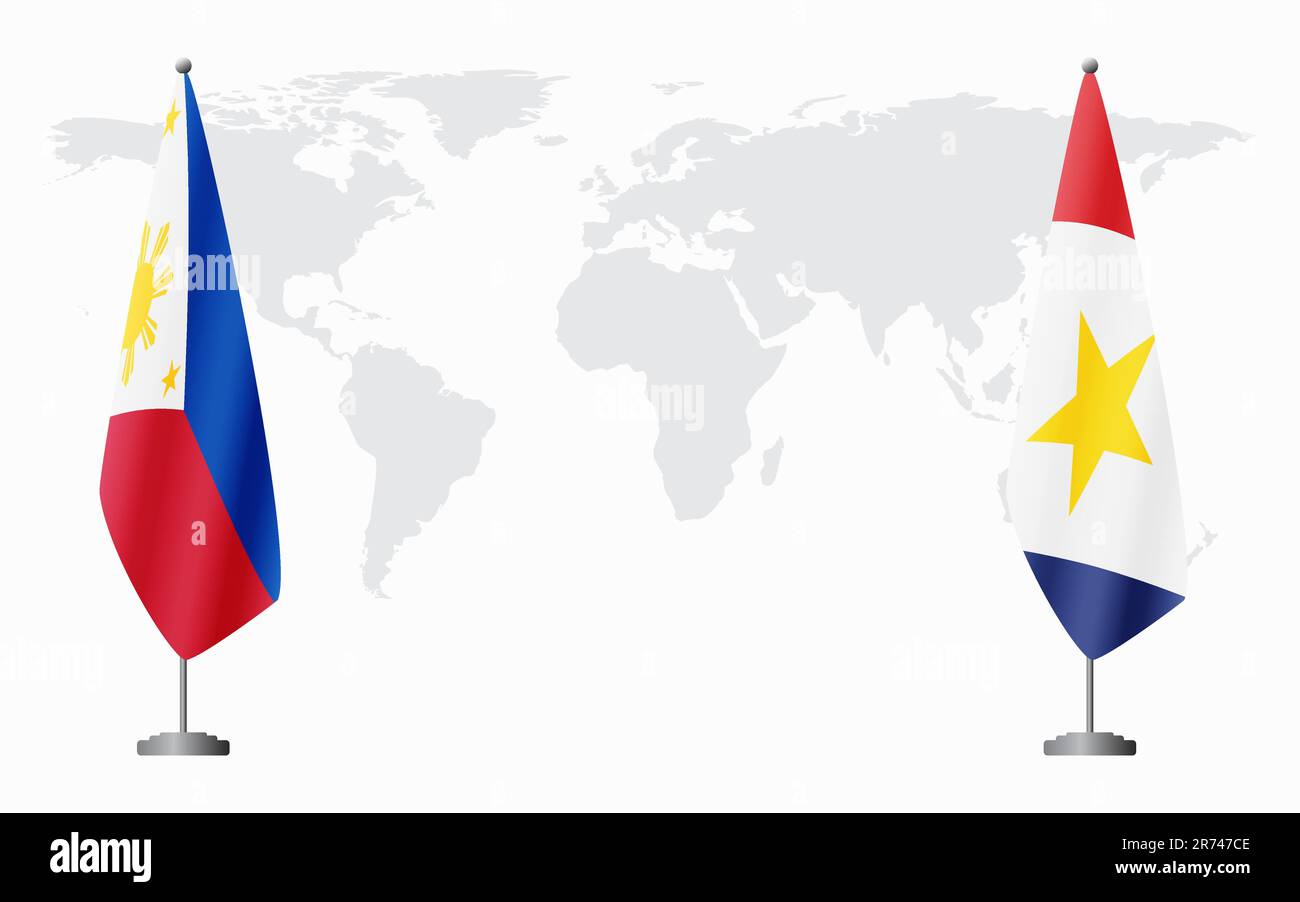 Philippines and Saba flags for official meeting against background of ...