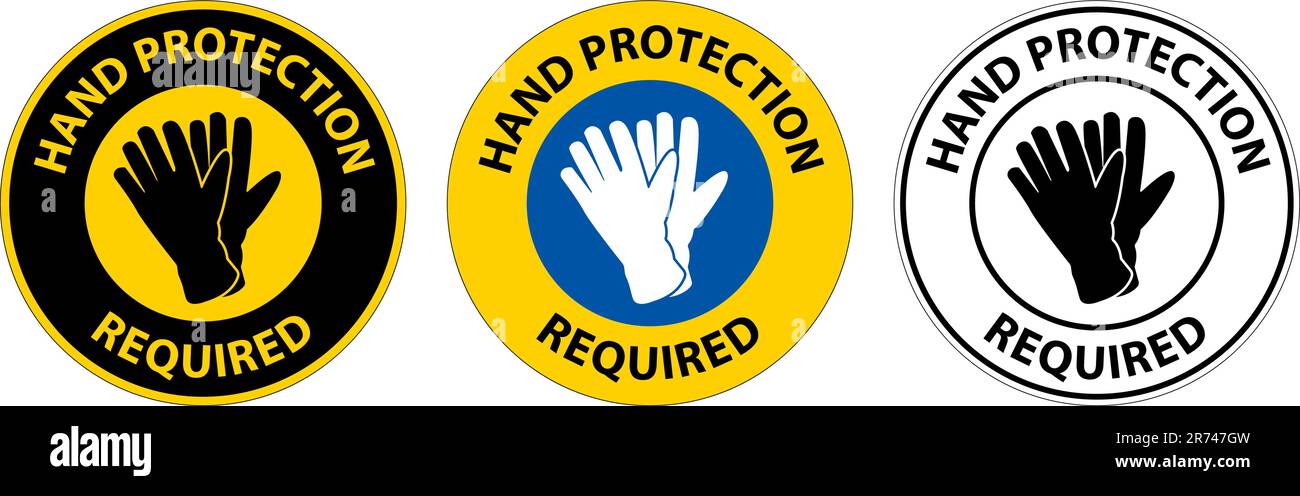 Notice Hand Protection Required Sign on white background Stock Vector ...