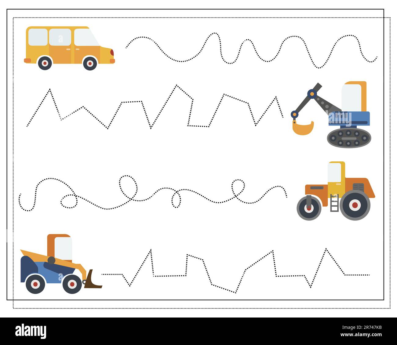 Handwriting training, Educational game for children, cartoon cars Stock ...