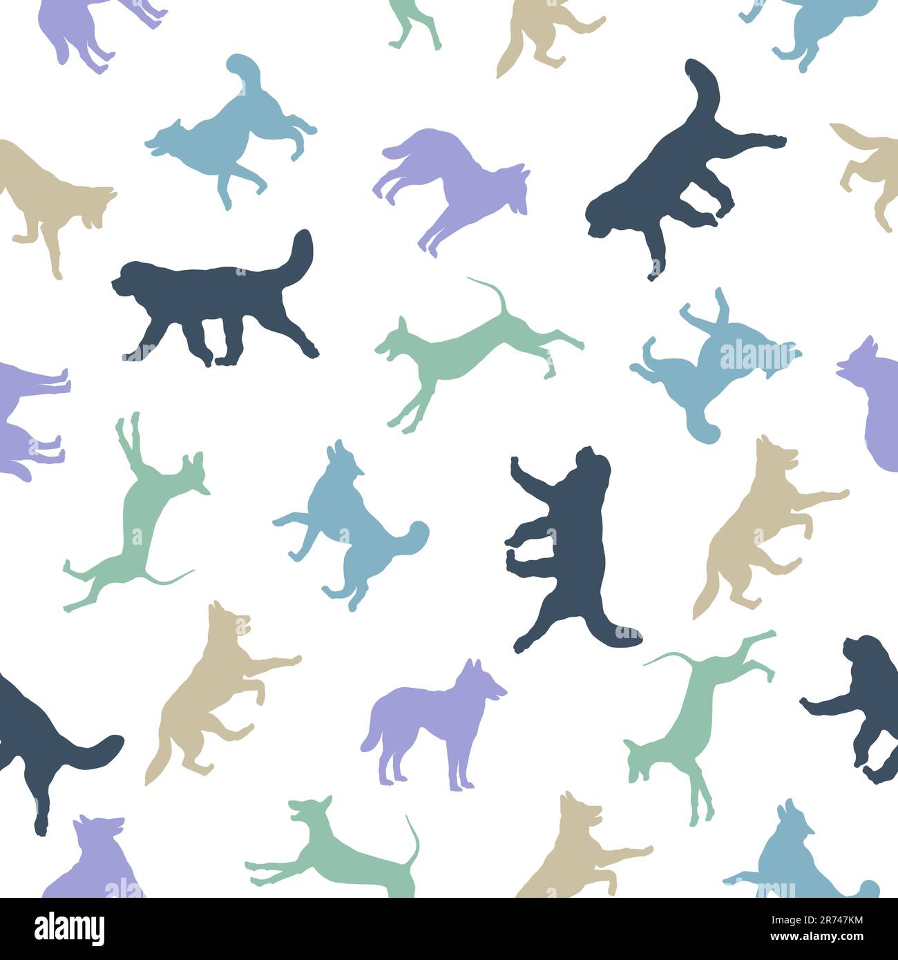Dogs different colors isolated on a white background. Seamless pattern ...
