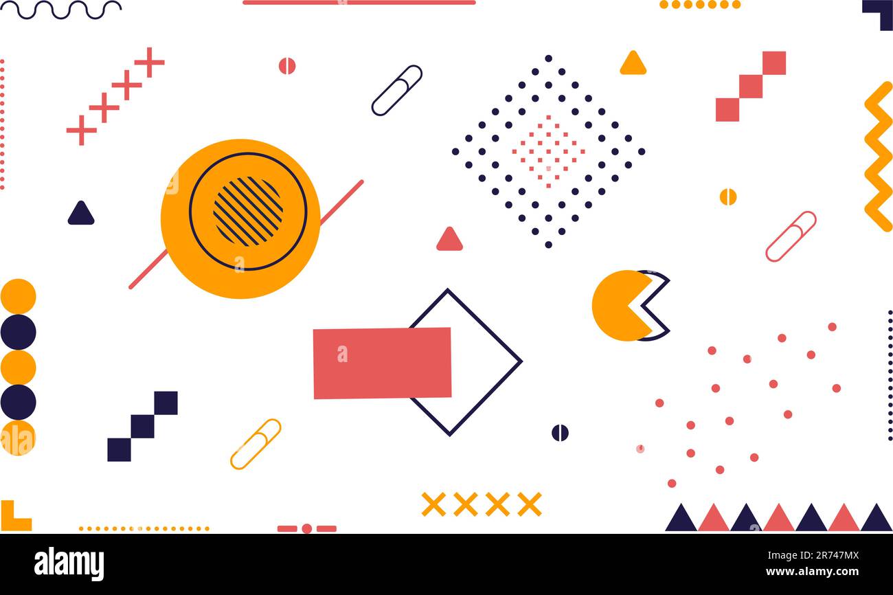 Big set of memphis design elements isolated on a white background ...