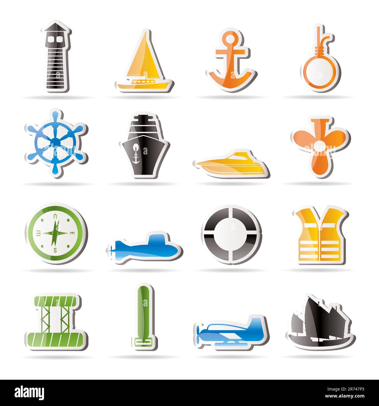 Simple Marine, Sailing and Sea Icons - Vector Icon Set Stock Vector ...