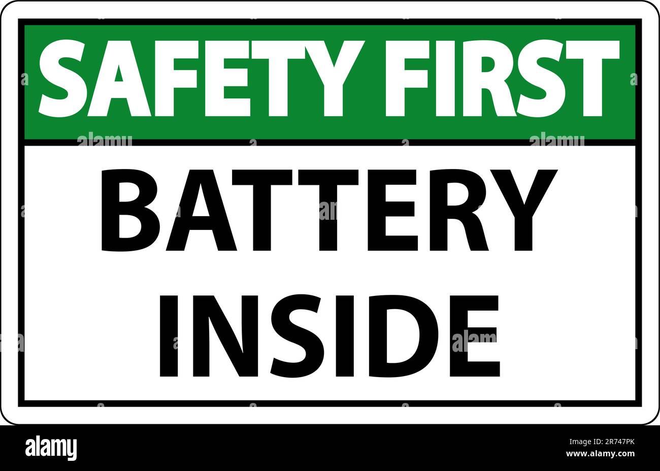 Safety First Sign Battery Inside On White Background Stock Vector Image ...
