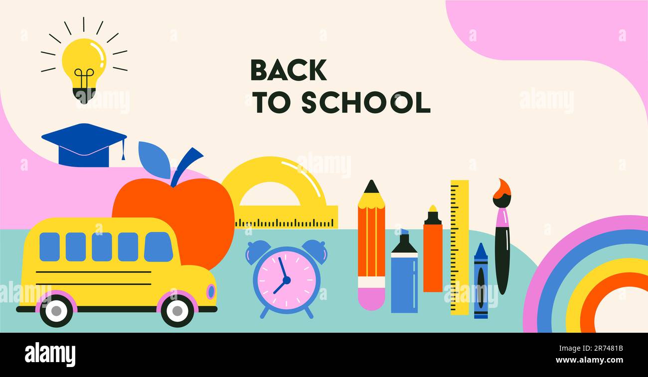 Vibrant Color Back To School background concept design. Geometrical ...