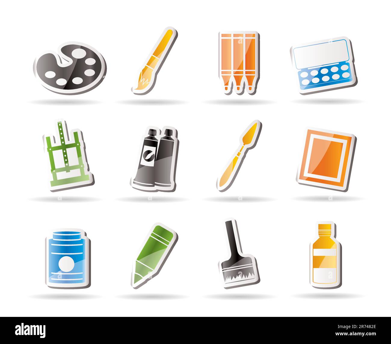 Simple painter, drawing and painting icons - vector icon set Stock ...