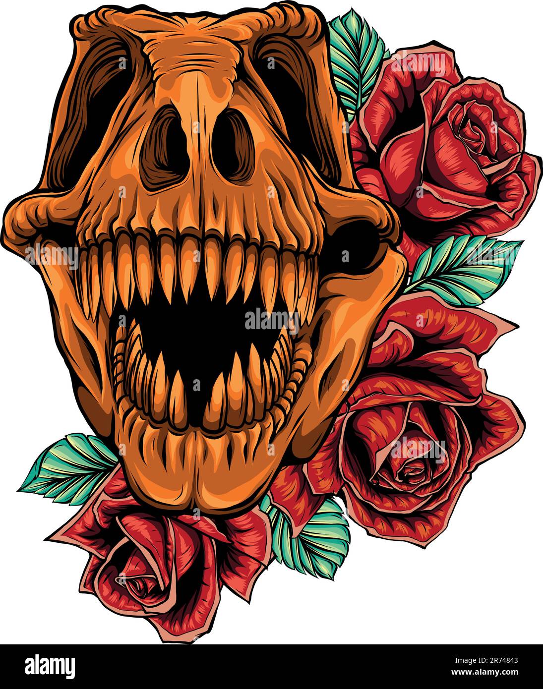 skull of dinosaur tyrannosaurus rex. vector illustration design Stock ...