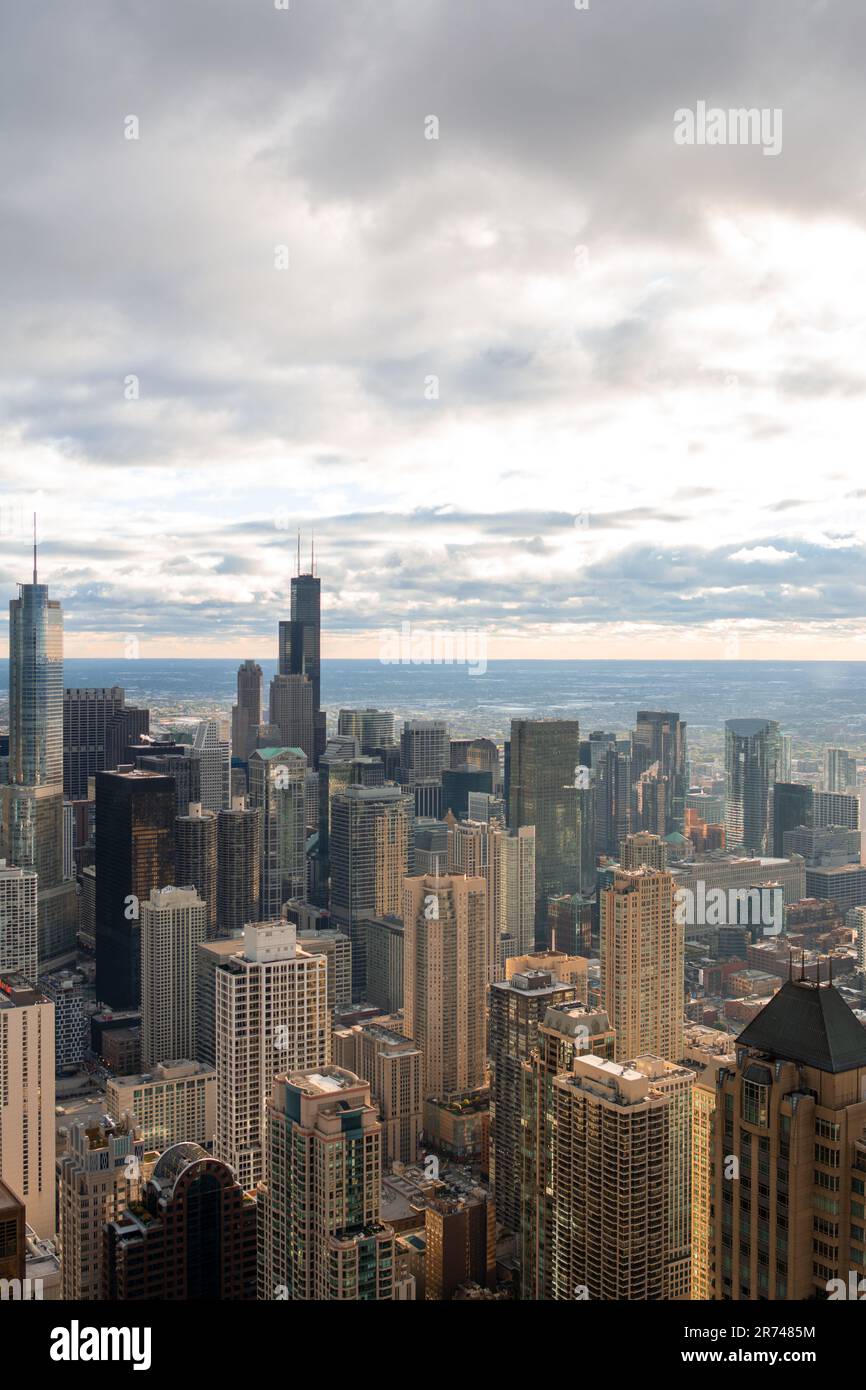 Aerial view of Chicago downtown with high rise buildings Stock Photo ...