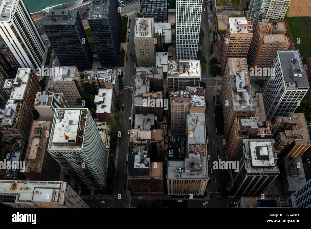 Aerial view of Chicago downtown with high rise buildings Stock Photo ...
