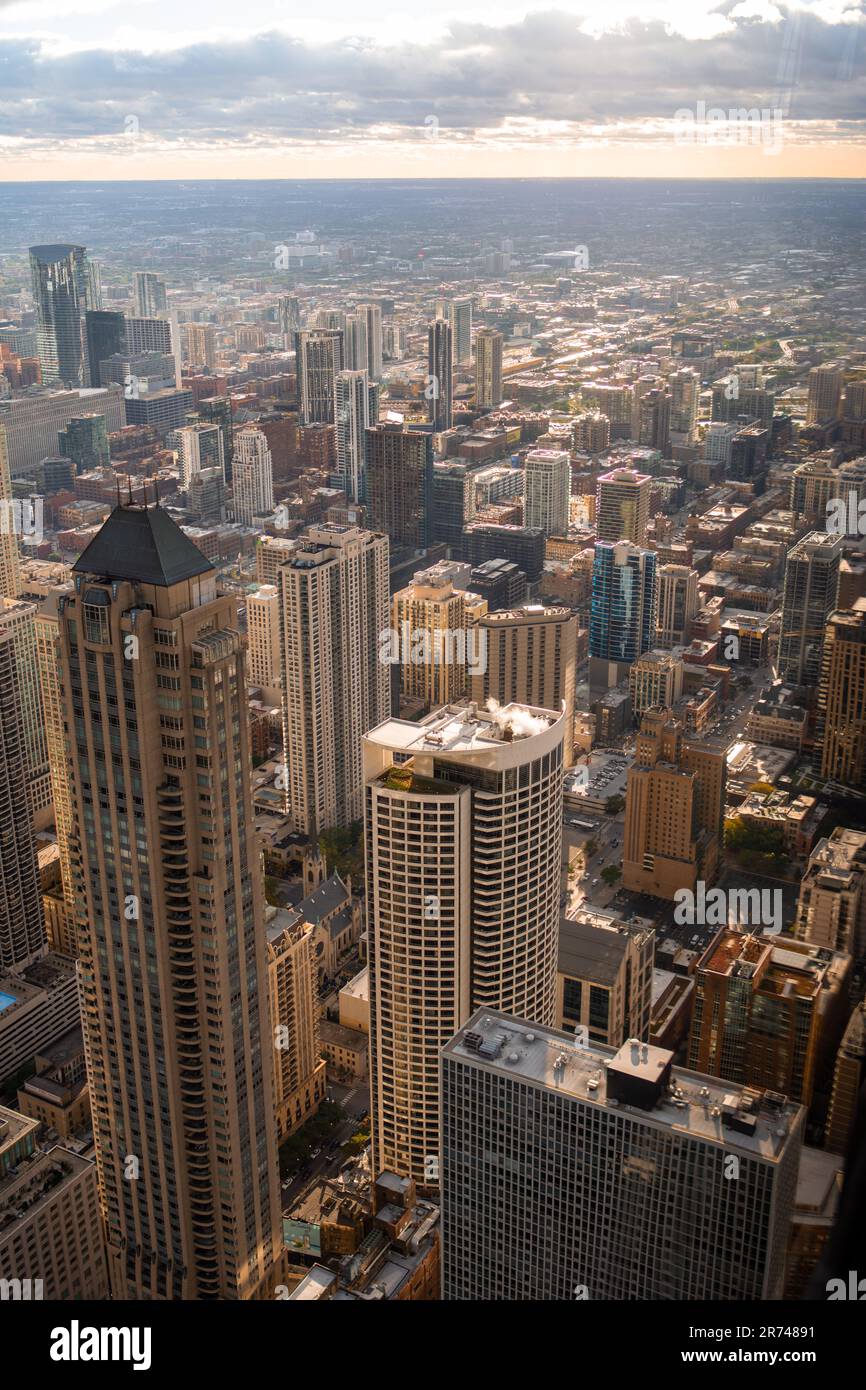 Aerial view of Chicago downtown with high rise buildings Stock Photo ...