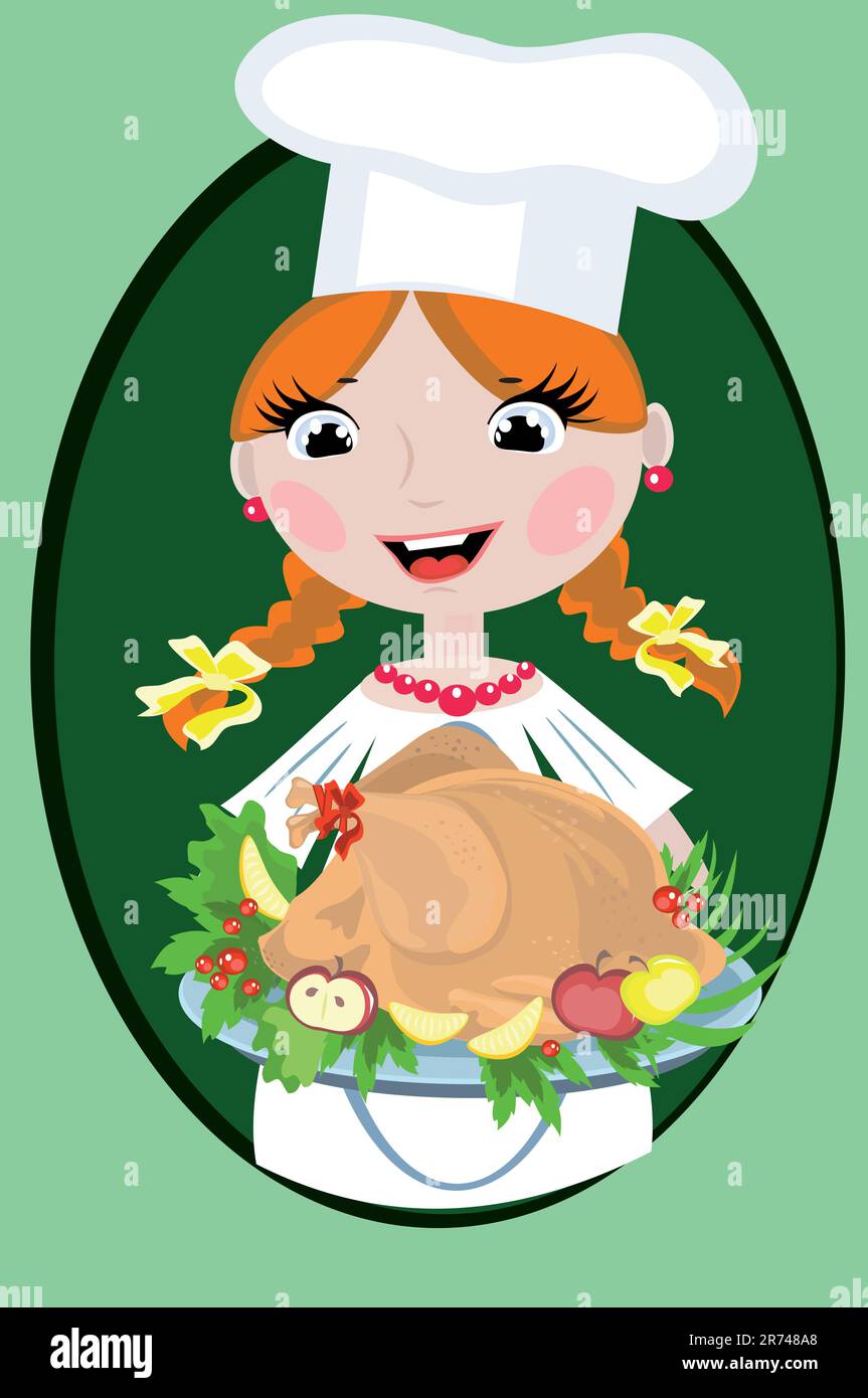 Girl with food Stock Vector Images - Alamy
