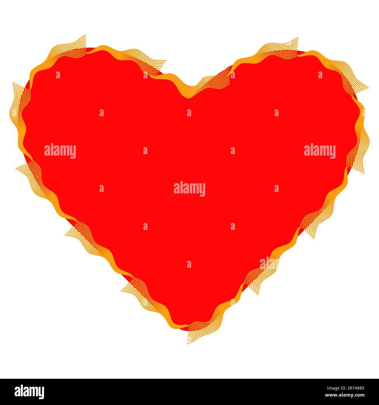 Red heart on fire. Decorative hearts. Isolated vector illustration on ...