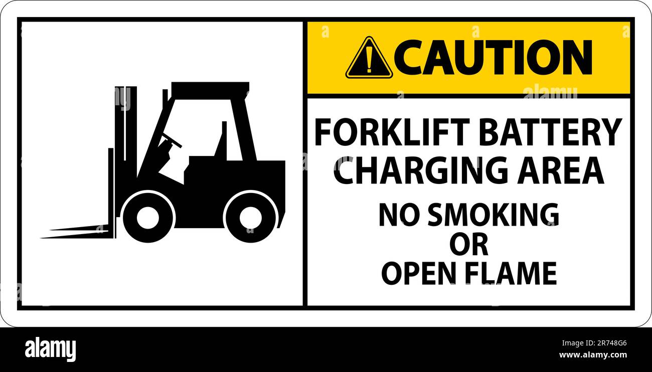 Caution Sign Forklift Battery Charging Area, No Smoking Or Open Flame ...