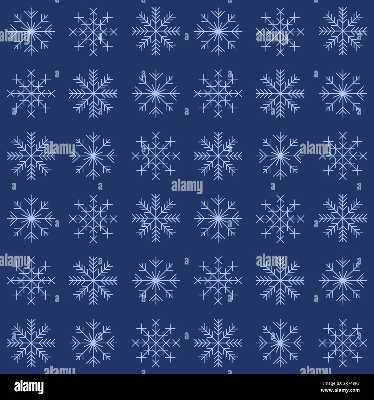 Snowflakes seamless pattern Winter background for design Different snowflakes on blue background ...