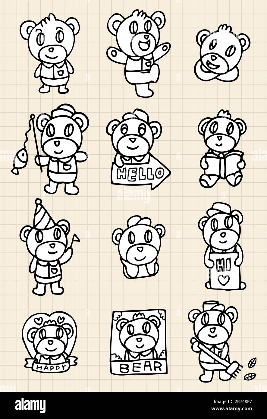 hand draw cute bear element Stock Vector Image & Art - Alamy