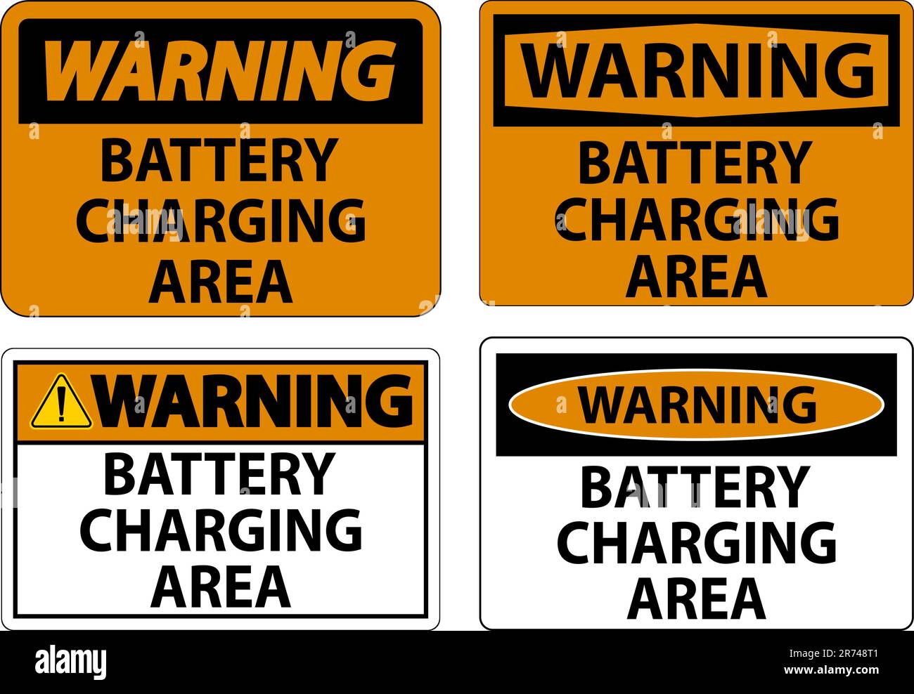 Warning Sign Battery Charging Area On White Background Stock Vector ...