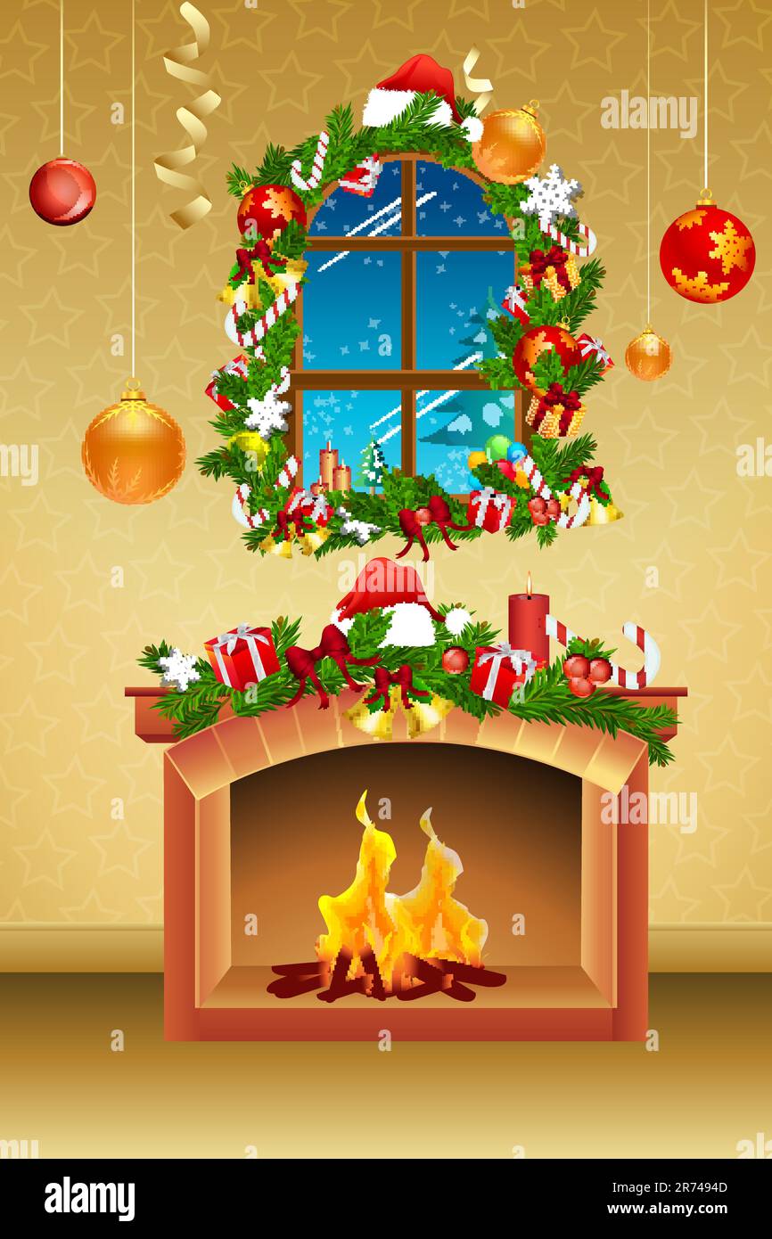 Illustration Of Decorated Christmas Card Stock Vector Image And Art Alamy
