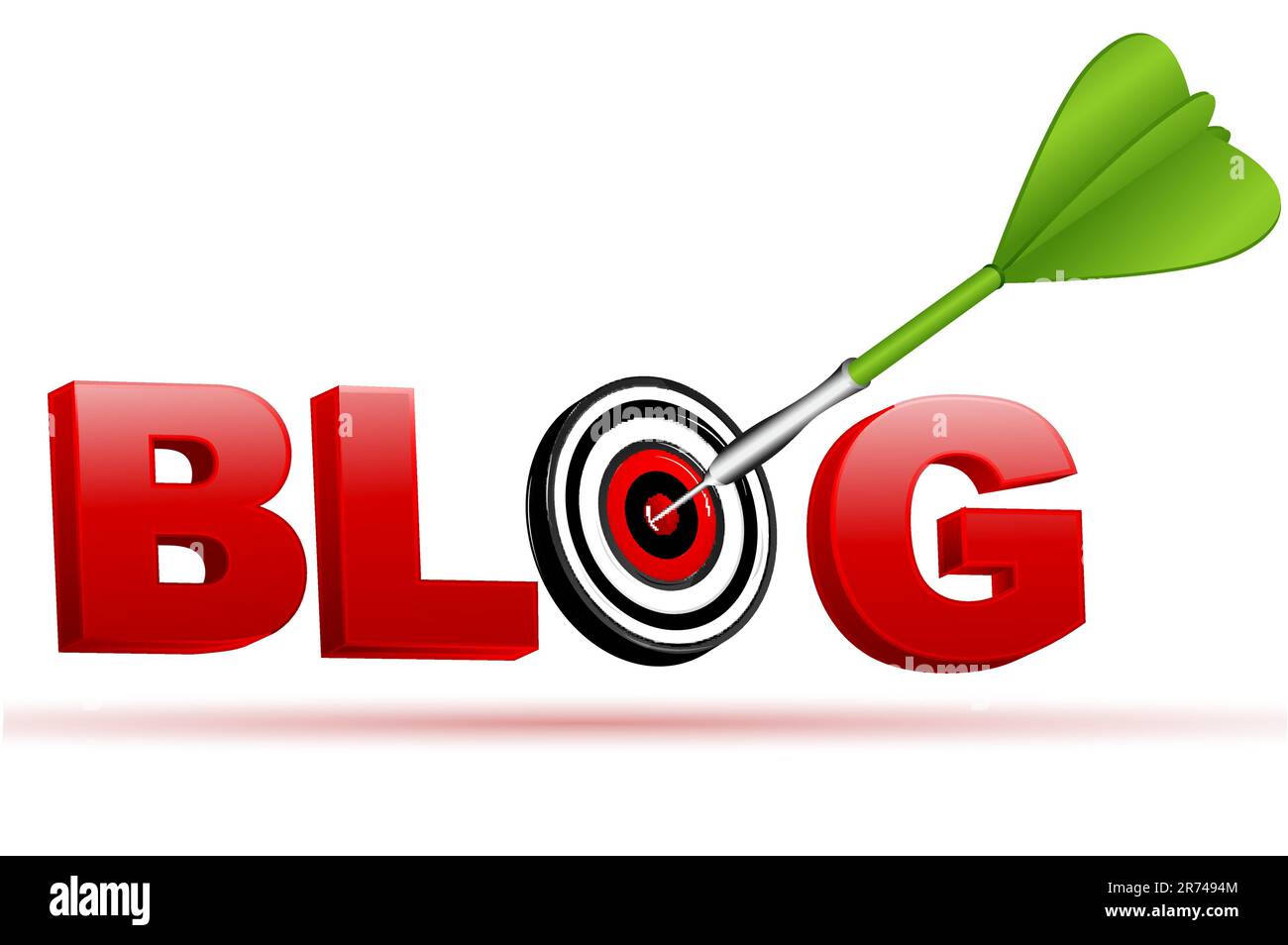 illustration of blog sign with target board and arrow on white ...