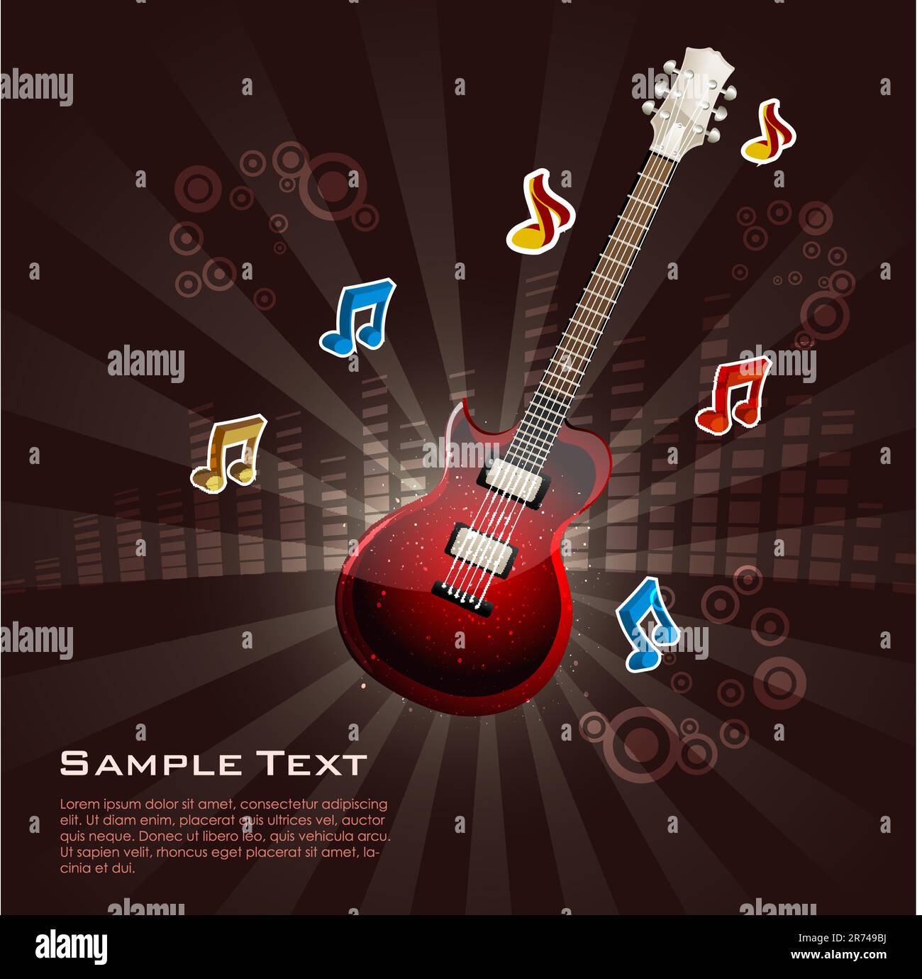 illustration of music card with guitar Stock Vector Image & Art - Alamy