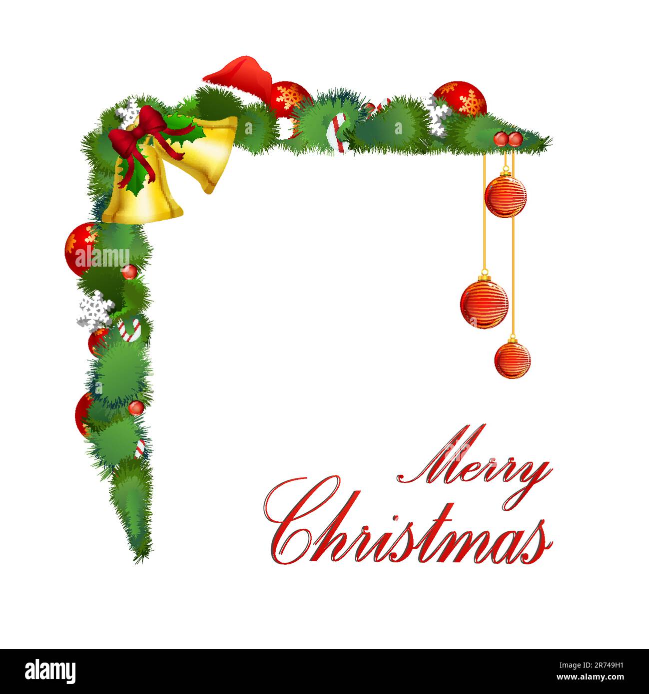 illustration of simple merry christmas card on white background Stock ...