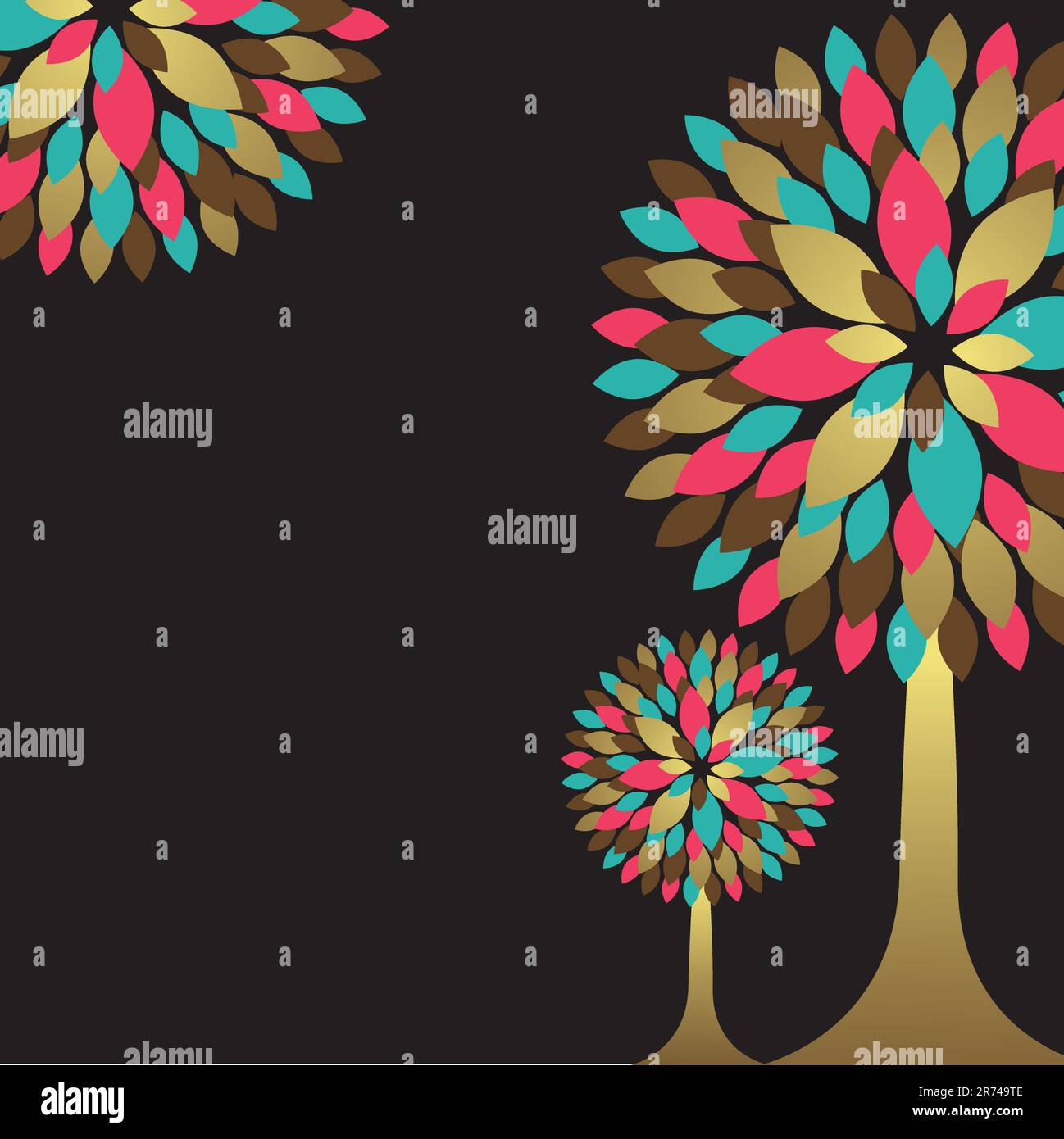 card design with stylized trees and text. vector illustration card ...