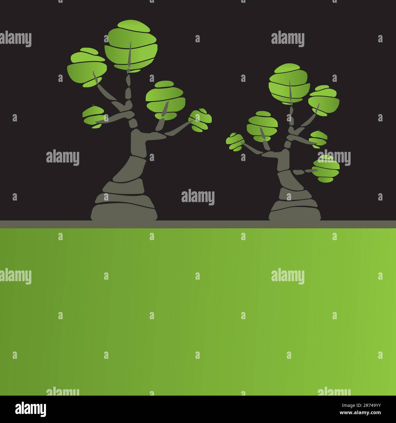 card design with stylized trees and text. vector illustration card ...