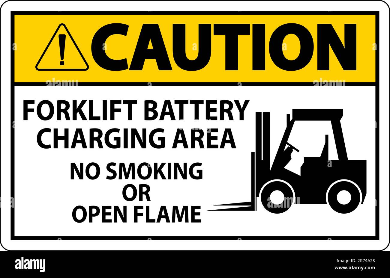 Caution Sign Forklift Battery Charging Area, No Smoking Or Open Flame ...