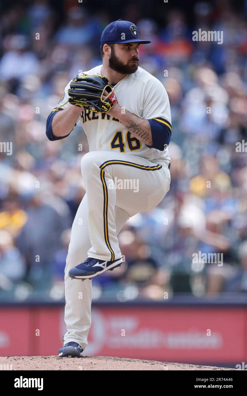 MILWAUKEE, WI - JUNE 08: Milwaukee Brewers relief pitcher Bryse Wilson ...