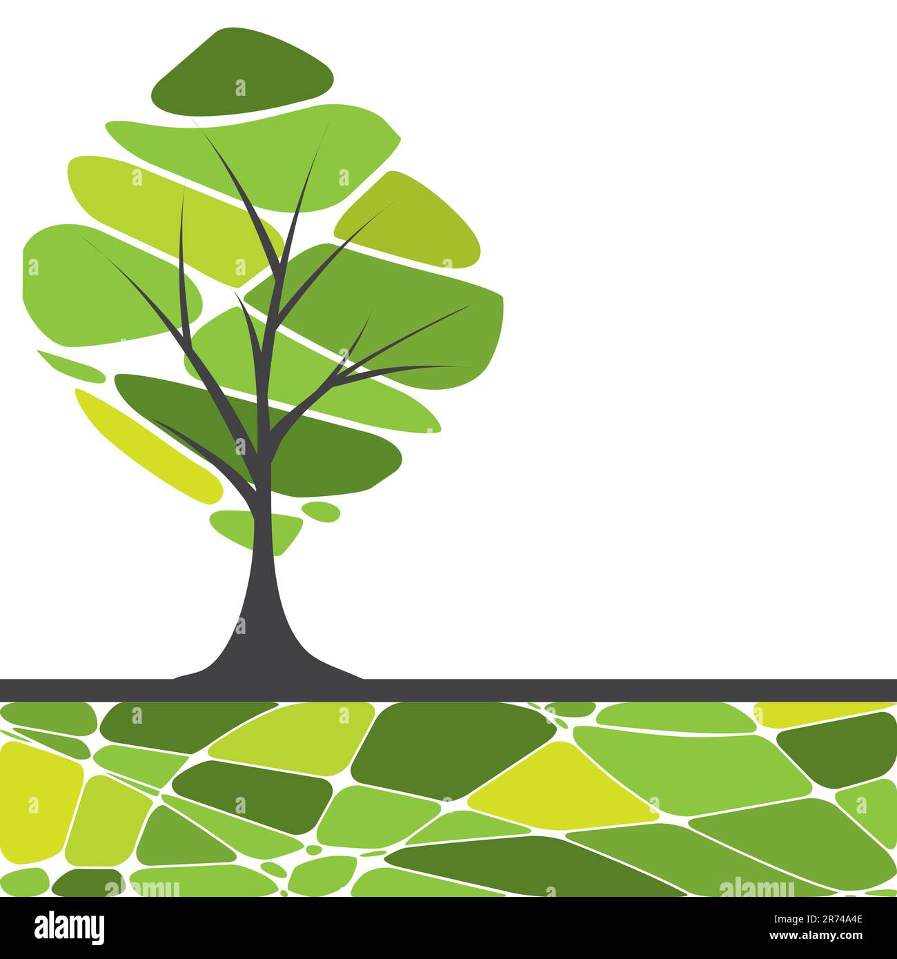 card design with stylized trees and text. vector illustration card ...