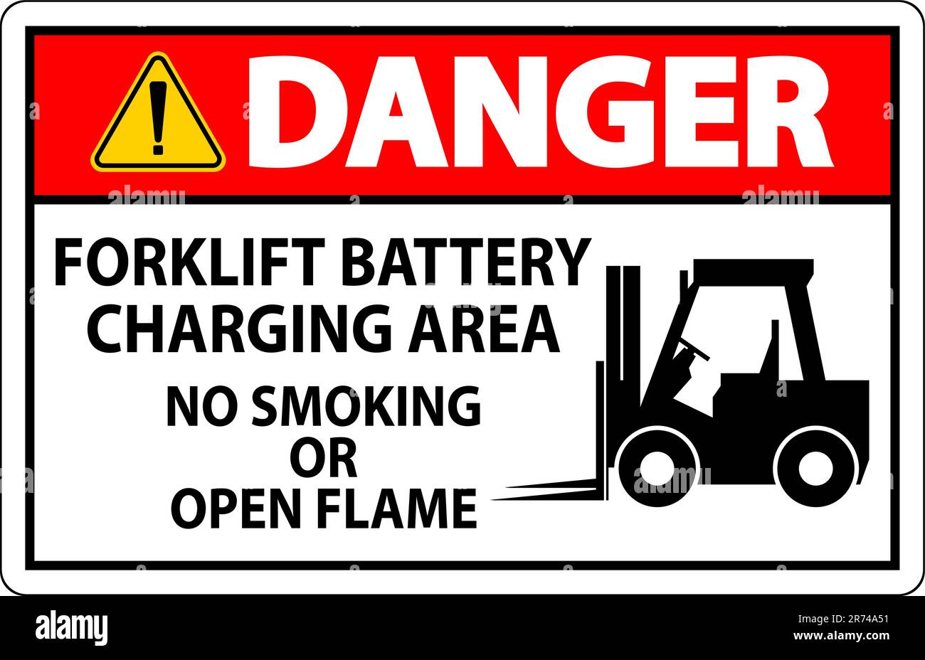 Danger Sign Forklift Battery Charging Area, No Smoking Or Open Flame ...